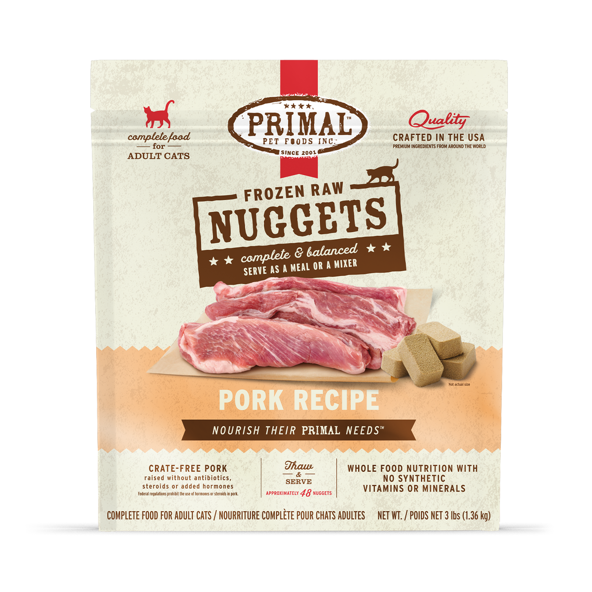 Primal Feline Raw Frozen Nuggets – Pork Recipe – Rocky & Maggie's | Pet ...