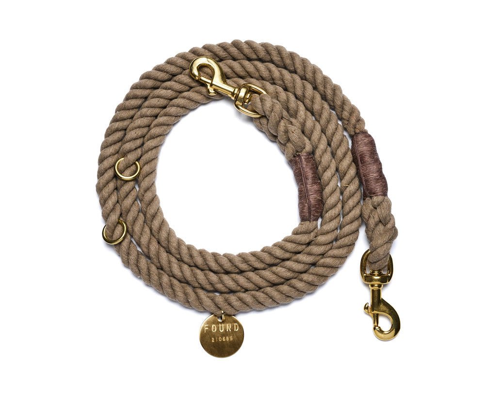 Dark Tan Rope Dog Leash| Bolt Snaps, Adjustable – Rocky & Maggie's