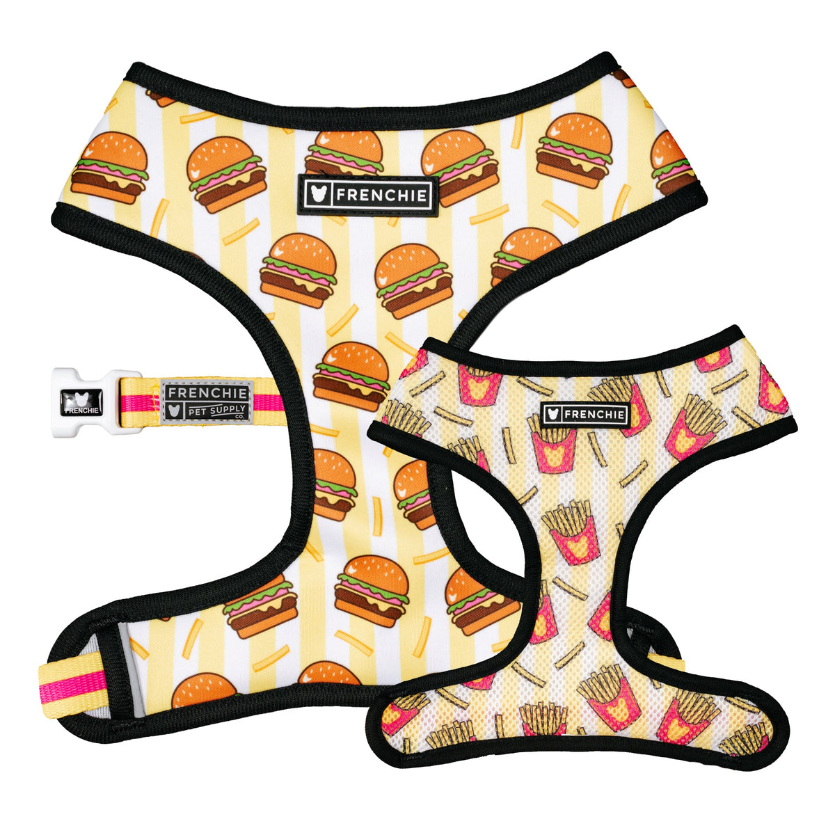 Frenchie Duo Reversible Harness - Burger N Fries – Rocky & Maggie's